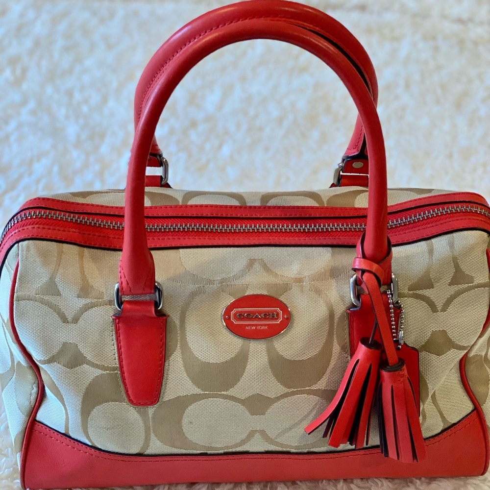 Coach-Coral And Tan Signature - Gem